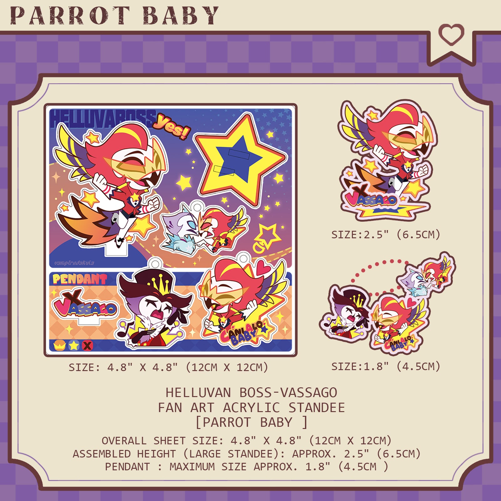 Helluva Boss vassago-Fan Art Acrylic Standee-Parrot Baby – StarrToy